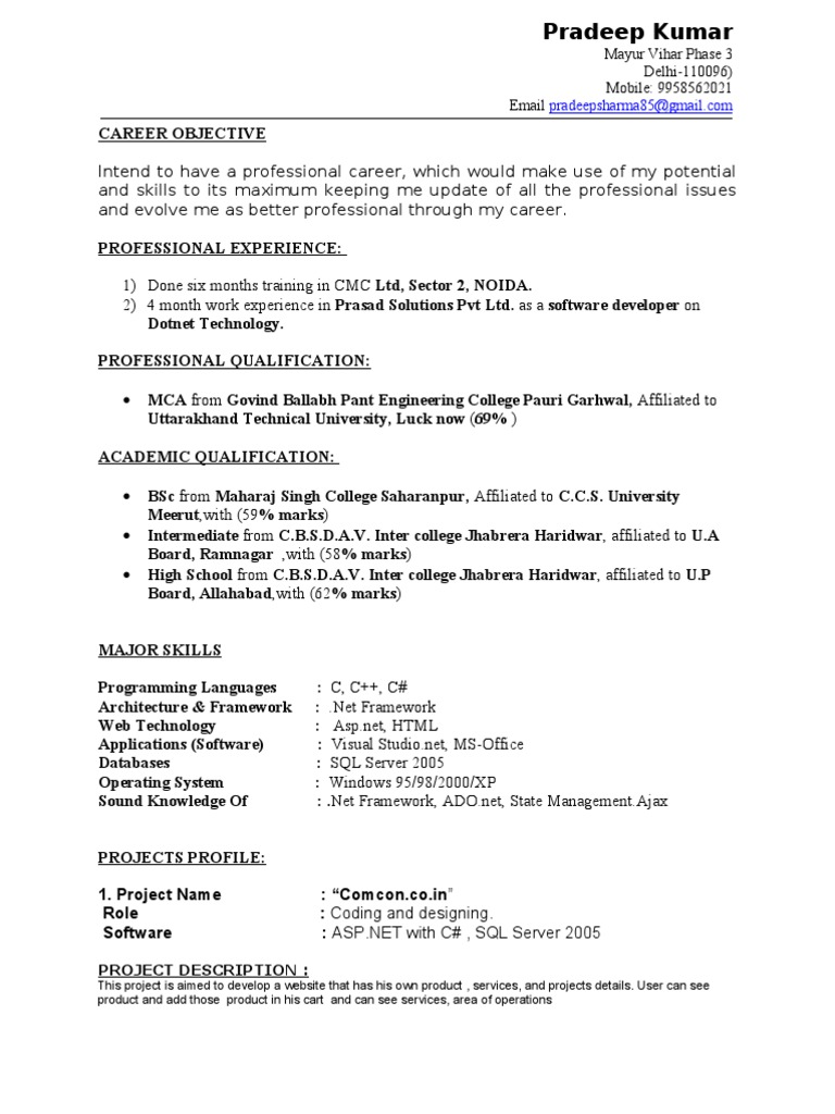 Pradeep Resume | PDF | Software Framework | C Sharp (Programming Language)
