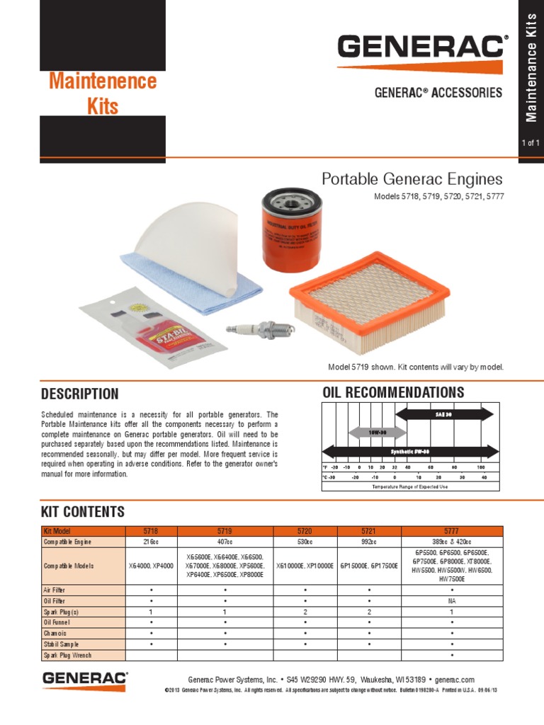 Kits de Mantenimiento Generador Generac | PDF