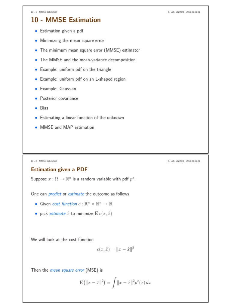 MMSE Estimation Techniques Explained | PDF