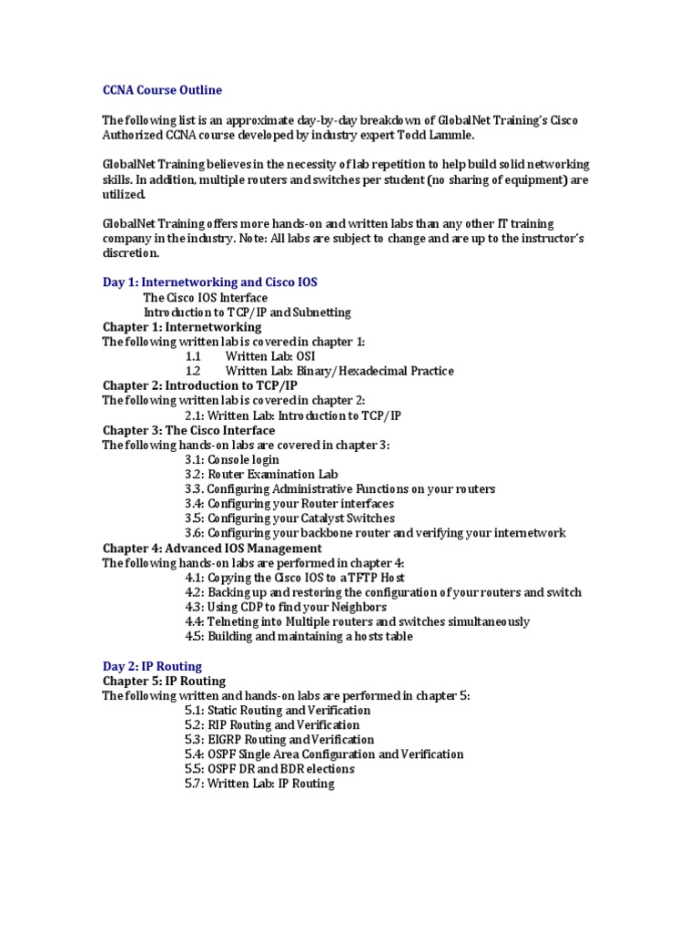 CCNA Course Outline | PDF