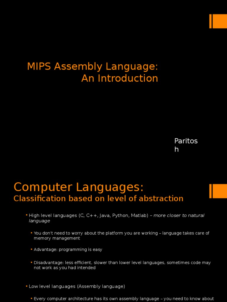 MIPS Assembly Language: An Introduction: Paritos H | PDF
