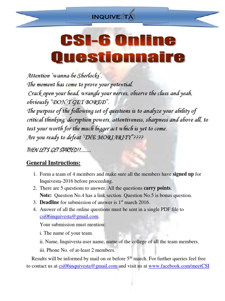 Csi Questionnaire | PDF | Violence | Crime Thriller