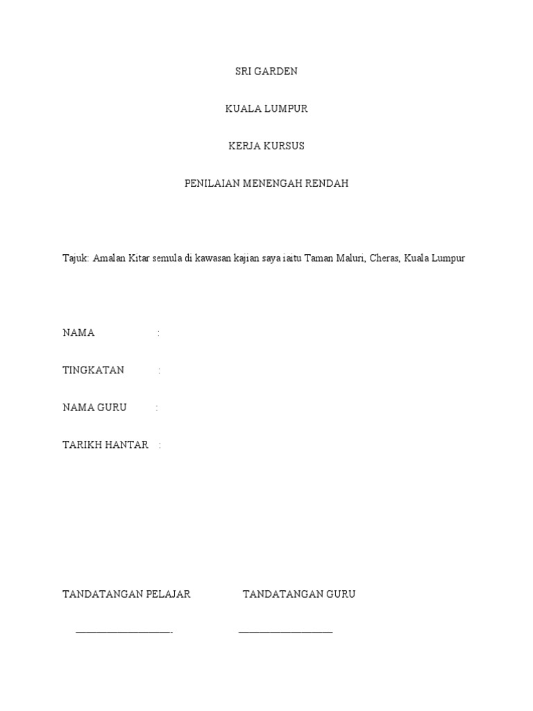 Panduan Kerja Kursus Geografi | PDF