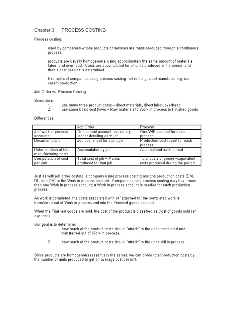 Ch3 Process Costing | PDF | Inventory | Cost