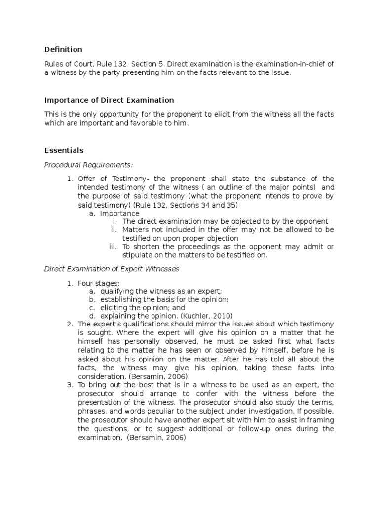 (PRACCRT) Direct Examination | PDF | Witness | Expert Witness
