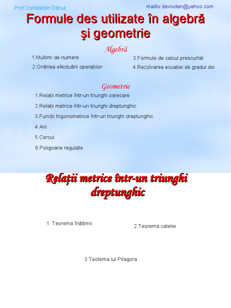 Formule Matematice | PDF