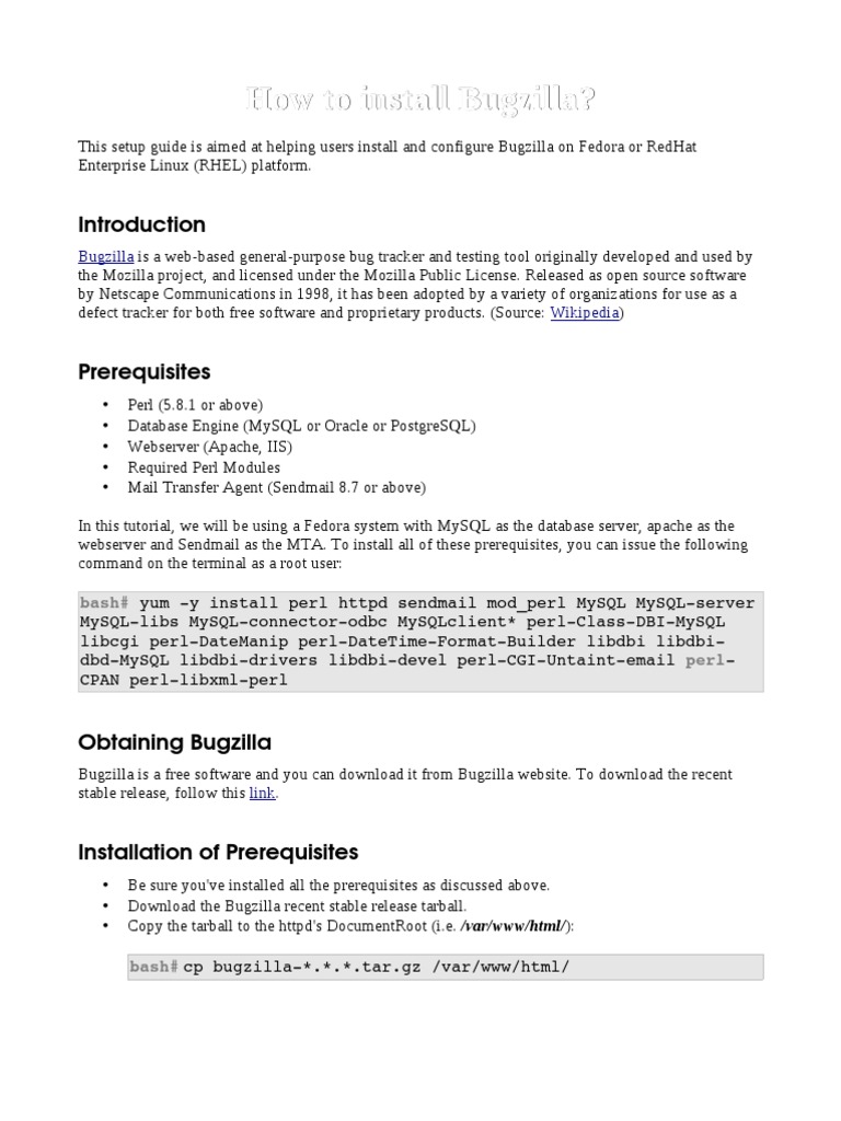 How To Install Bugzilla? | PDF | Apache Http Server | My Sql