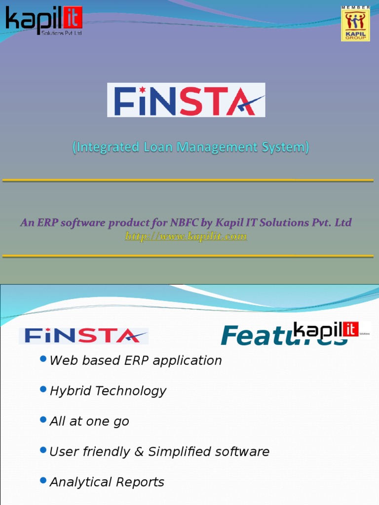 Finsta - Non Banking Financial ERP - NBFC Software | Download Free PDF | Voucher | Loans
