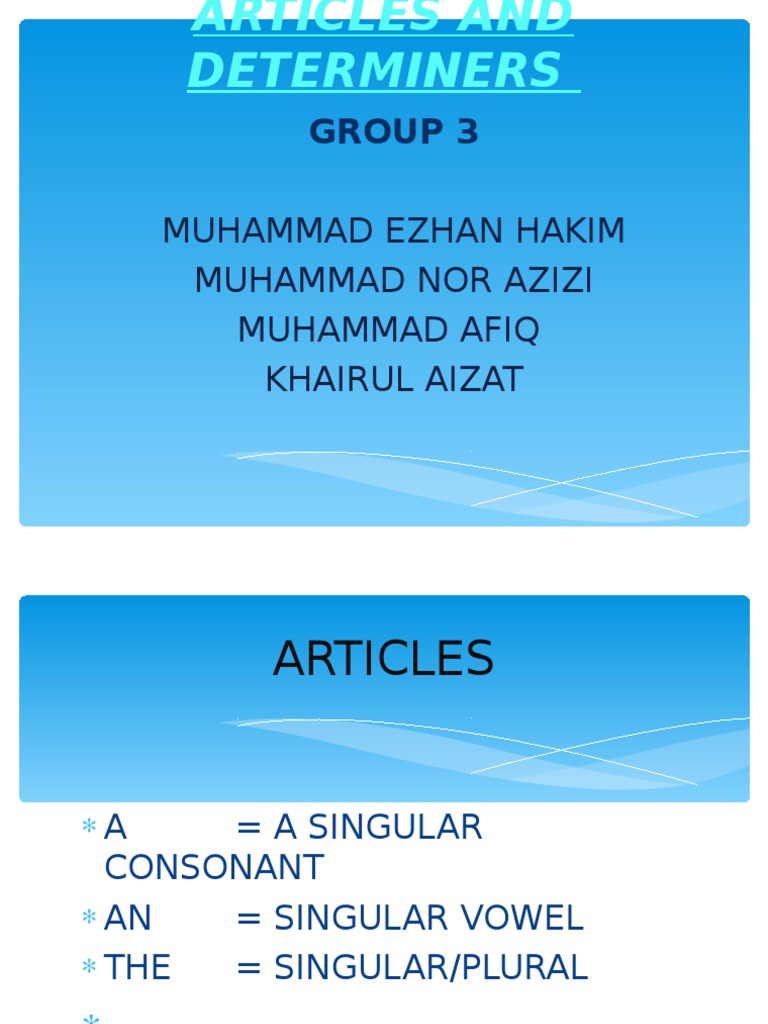 Understanding Articles and Determiners | PDF