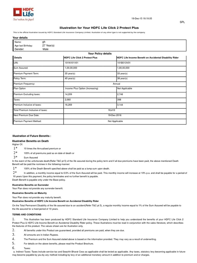 Illustration For Your HDFC Life Click 2 Protect Plus | PDF | Life ...