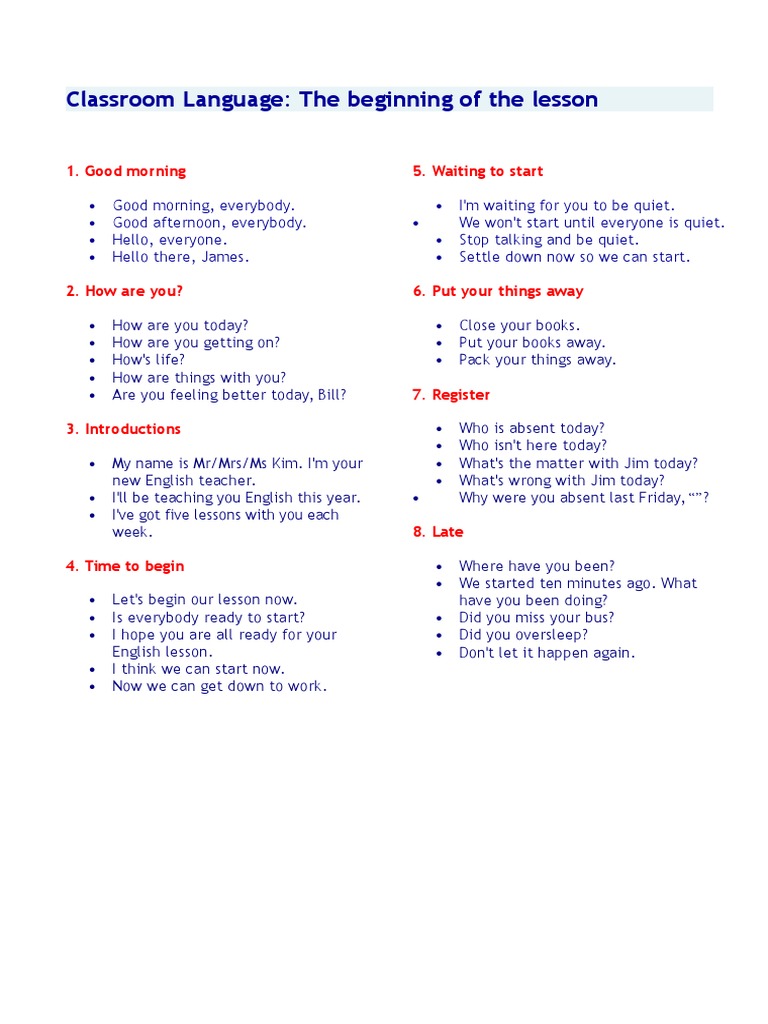 Expresiones para El Aula | PDF | Question | Teaching And Learning