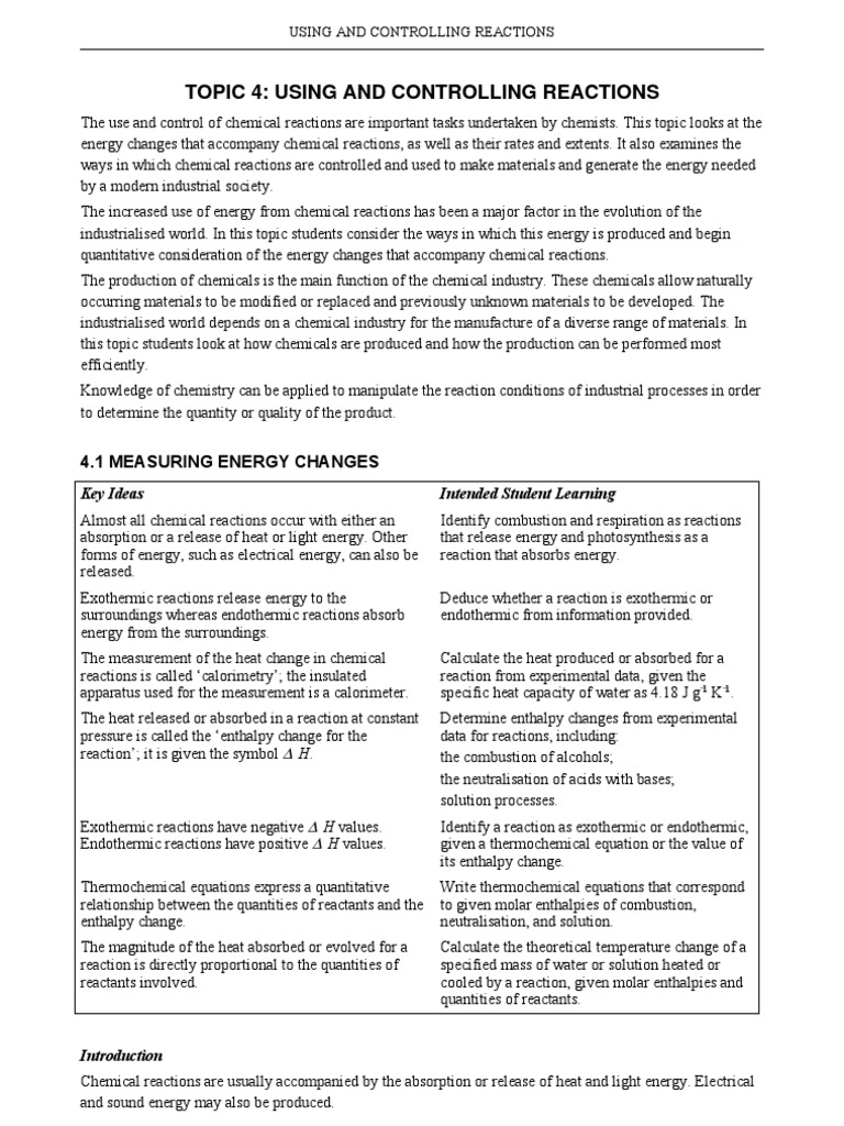 Senior Chem - Controlling Reactions | PDF | Redox | Electrochemistry