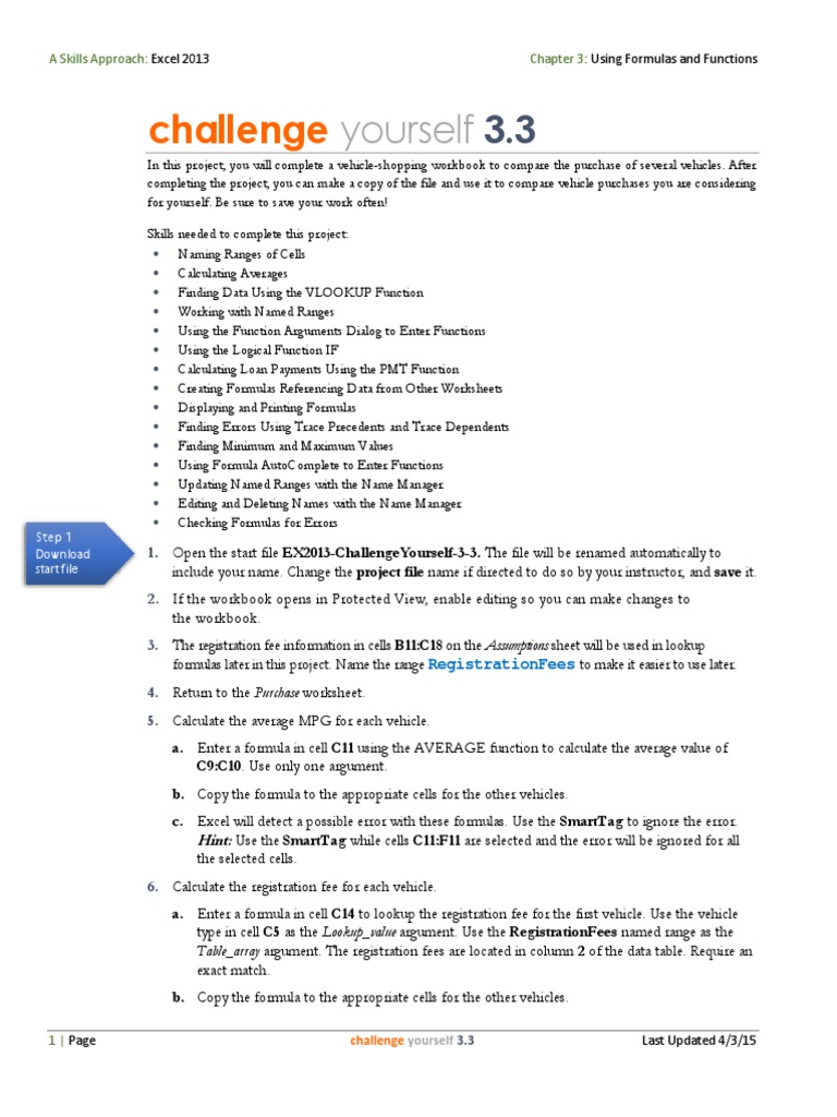 EX2013 ChallengeYourself 3 3 Instructions PDF | PDF | Worksheet ...