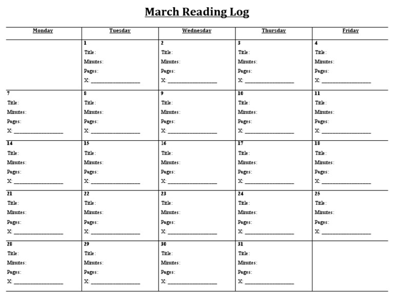 March Reading Log Template | PDF | Career & Growth