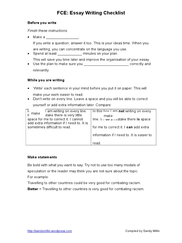 Essay Writing Checklist | PDF | Grammatical Number | Verb