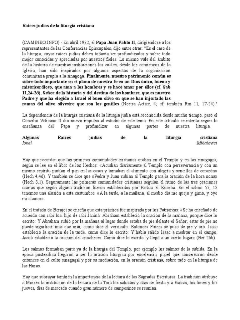 Raices Judias de La Liturgia Cristiana | PDF | eucaristía | Tora