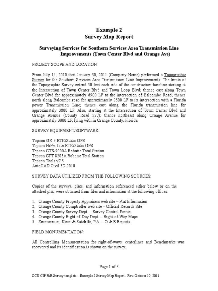 Example 2 - Survey Map Report | PDF | Surveying | Geographic Data And ...