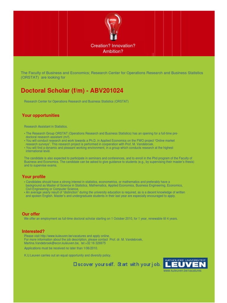 Doctoraatsbursaal ORSTAT 1 | PDF | Doctor Of Philosophy | Doctorate
