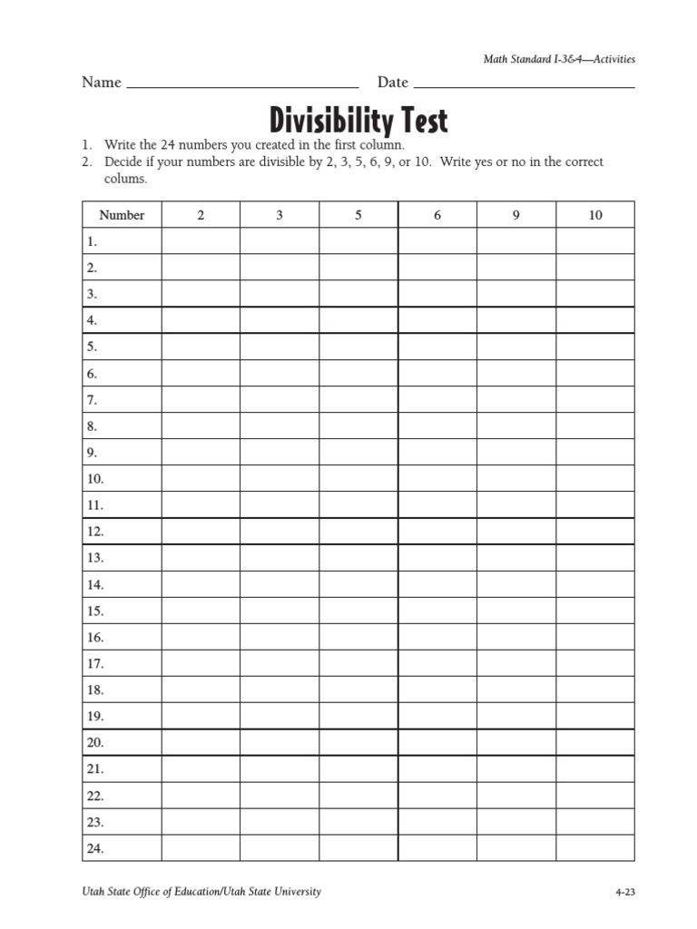 Divisibility Test | PDF