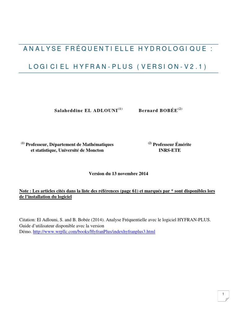 Guide d'utilisation du logiciel Hyfran Plus | PDF | Loi de probabilité ...