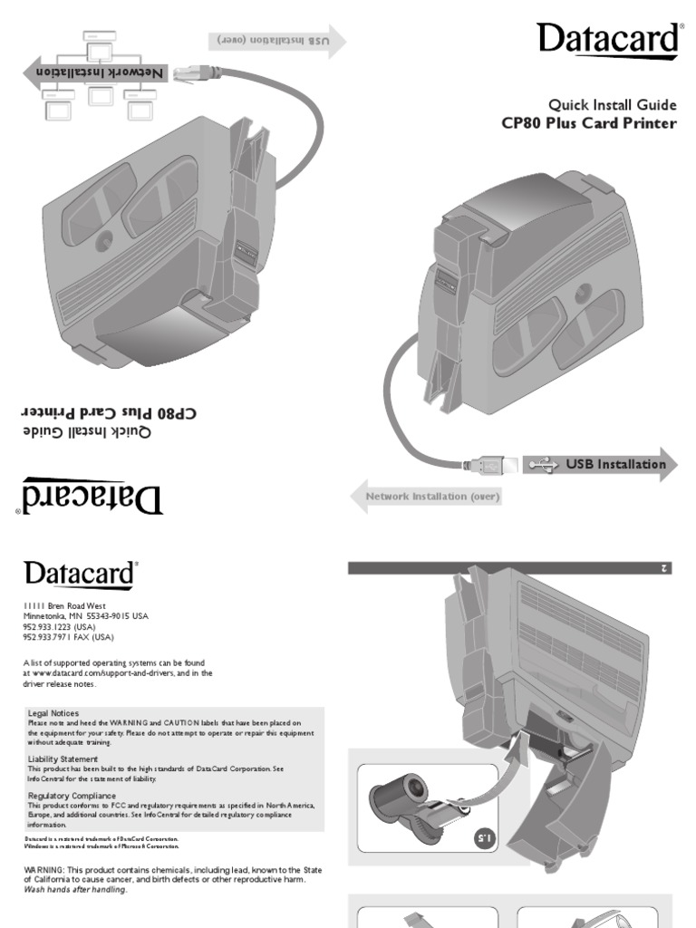 Quick Install Guide: CP80 Plus Card Printer | PDF | Printer (Computing ...