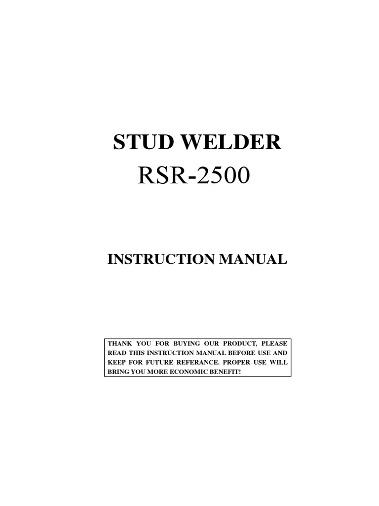 Stud Welding Instruction Manual | PDF | Welding | Construction