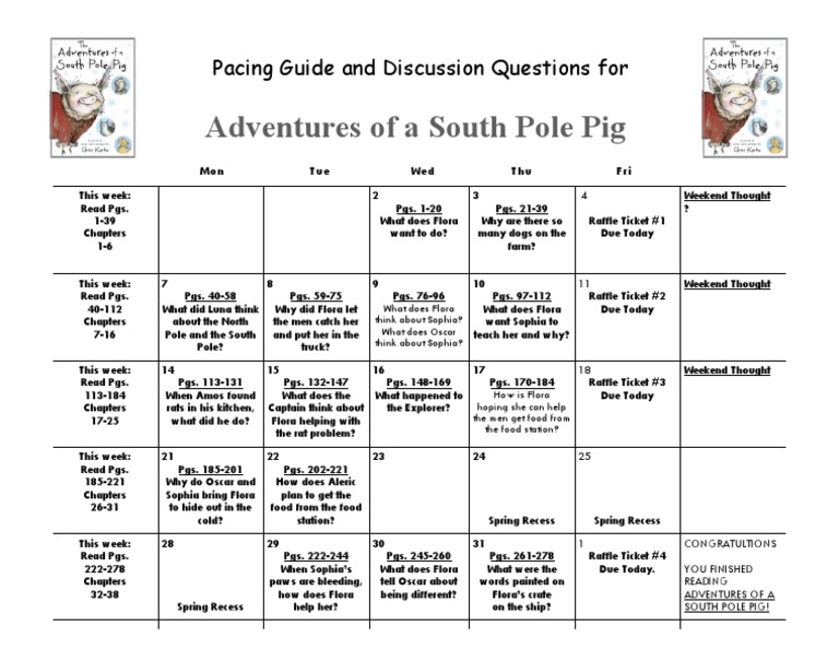 Pacing Guide: Adventures of a South Pole Pig | PDF | Cooking, Food & Wine