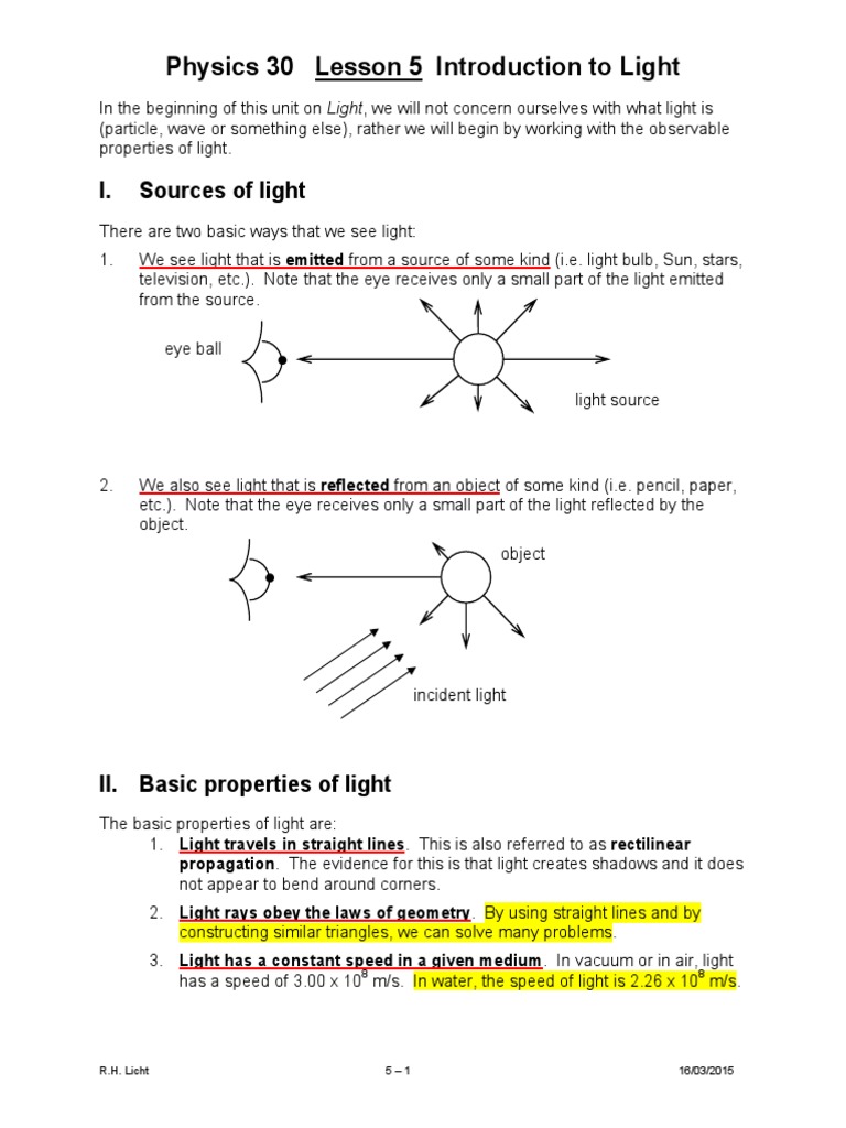Introduction To Light | PDF | Speed Of Light | Jupiter