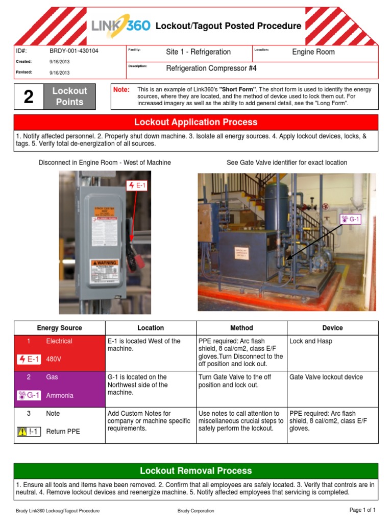 Brady 360 Lockout/Tagout Procedure | PDF | Safety | Mechanical Engineering