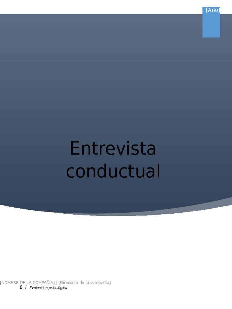 Entrevista Conductual | PDF | Juventud | Comportamiento