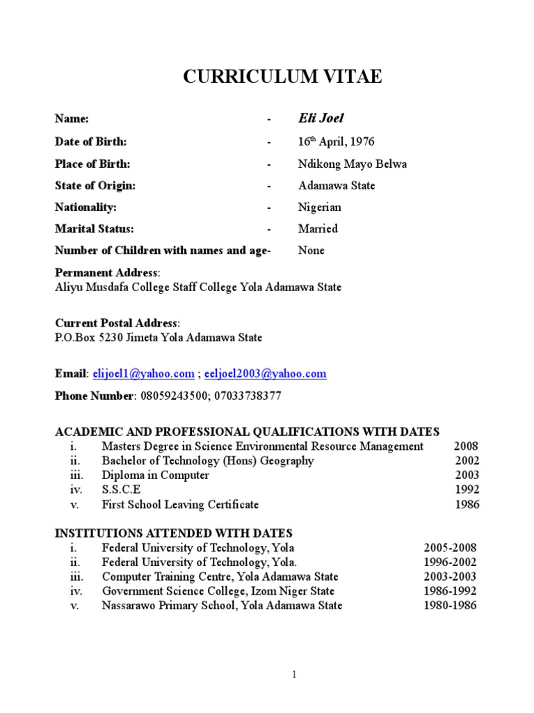 Eli CV Correct | PDF | Travel | Wellness