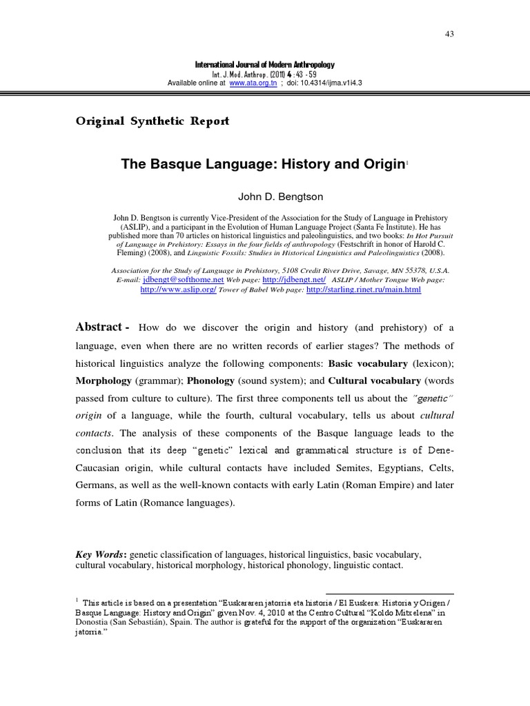 The Basque Language: History and Origin | PDF | Grammatical Gender ...