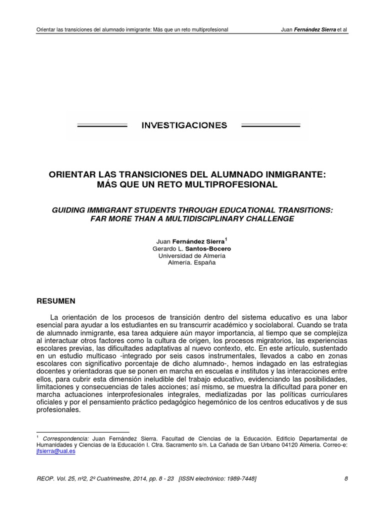 Orientar Transiciones Alumnos Inmigrantes | PDF | Educación primaria ...