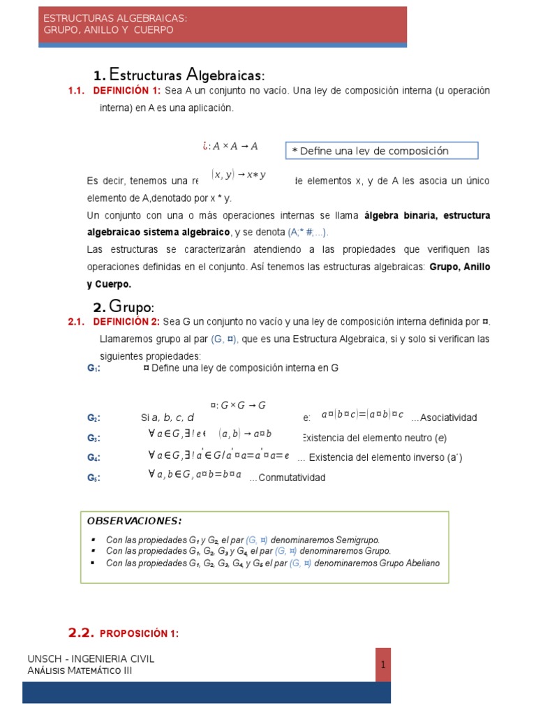 Estructuras Algebraicas Básicas | PDF | Anillo (Matemáticas) | Campo (Matemáticas)