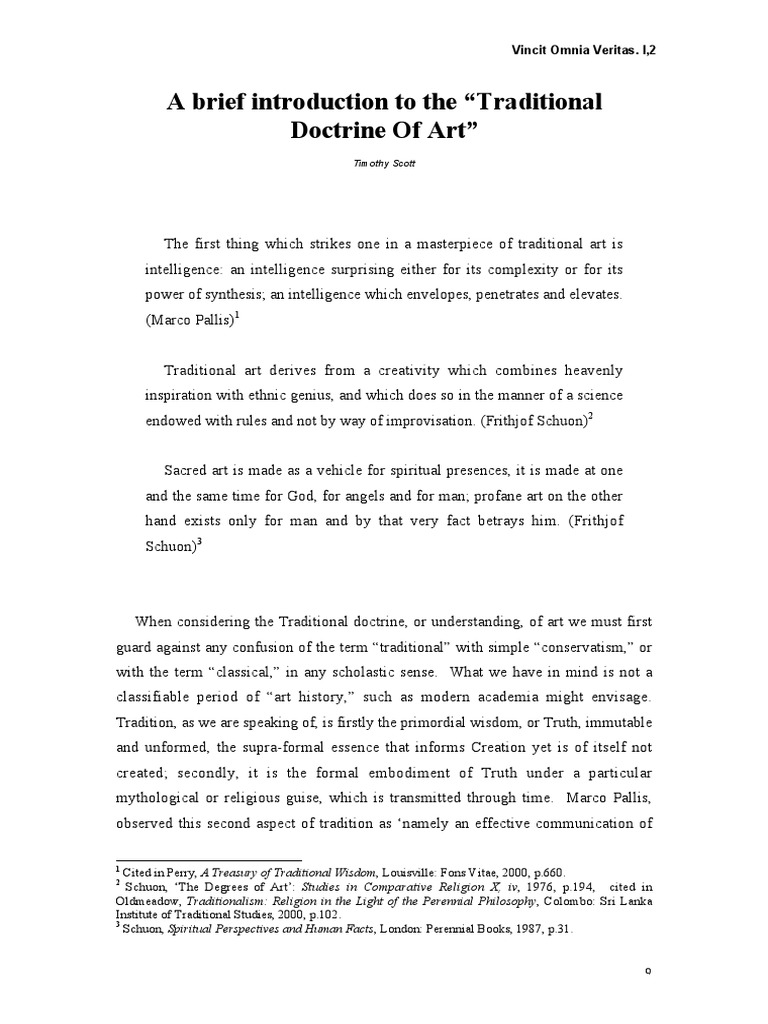 A Brief Introduction To The "Traditional Doctrine of Art" PDF | PDF
