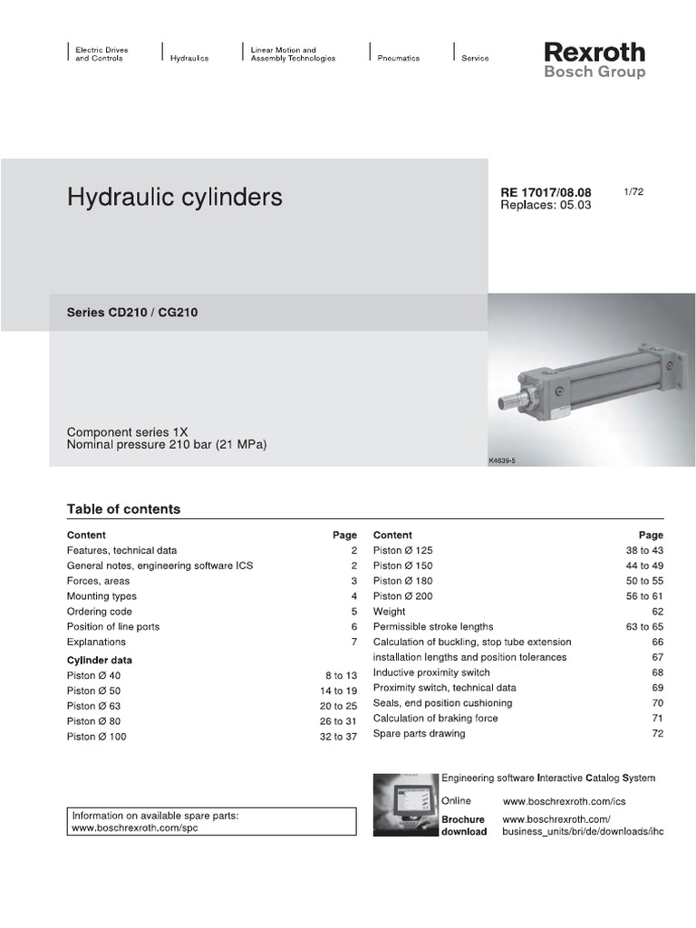 Rexroth Hydraulic Cylinder Selection Guide | PDF