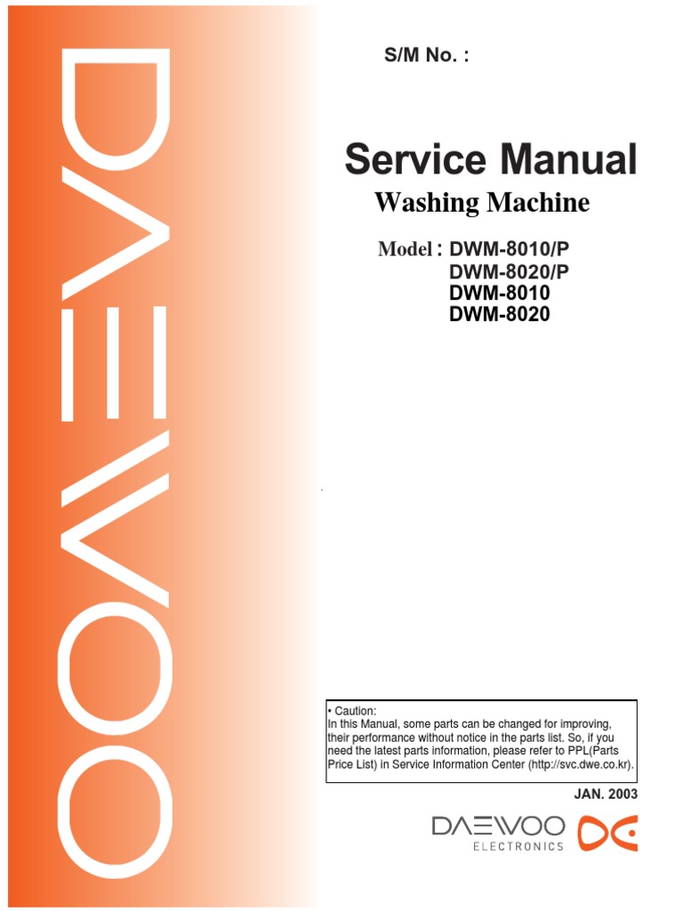 DWM 8010 PDF | PDF | Washing Machine | Switch