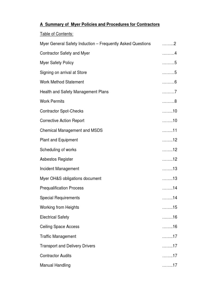Myer Contractor Safety Induction Guide | PDF | Ladder | Scaffolding