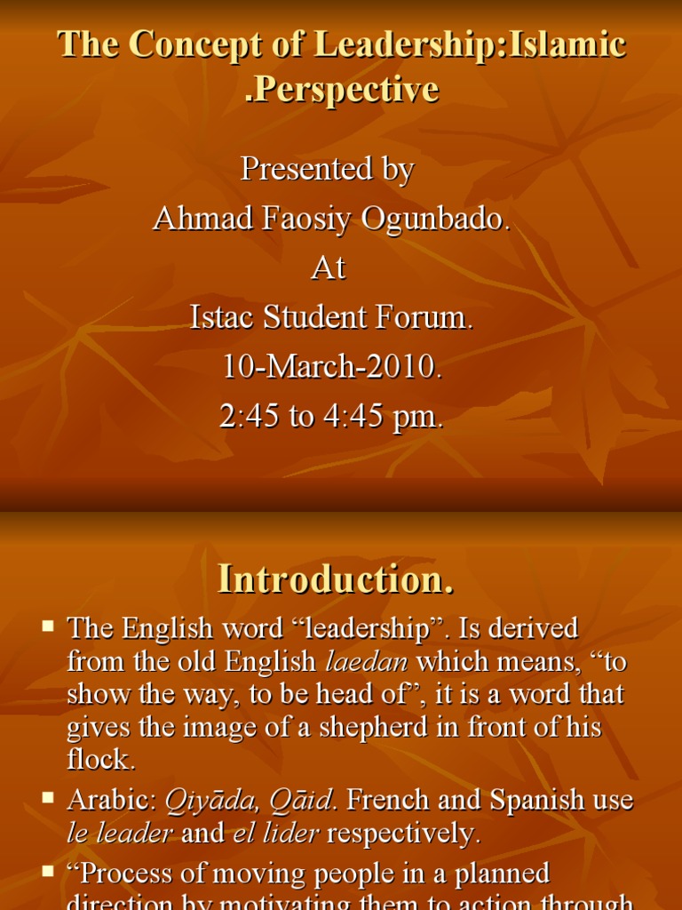 The Concept of Leadership Islamic Perspective. | PDF | Leadership | Courage