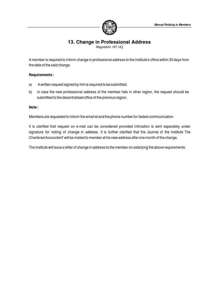 Address Update for Members | PDF