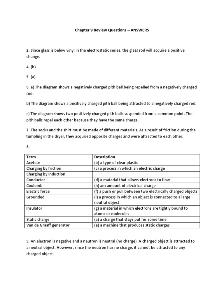 Chapter 9 Review Questions-Key | PDF