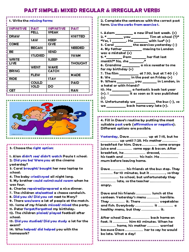 Past Simple: Mixed Regular & Irregular Verbs | PDF | Cooking, Food & Wine
