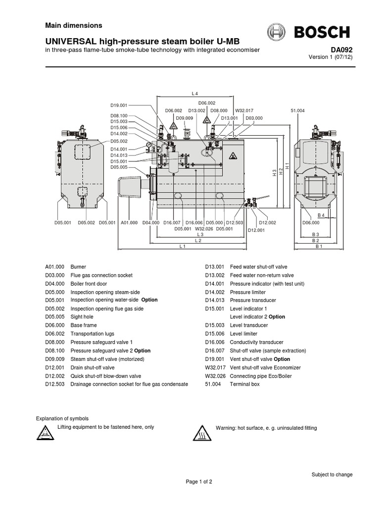 Universal Steam Boiler U-MB Dimensions | PDF | Computers