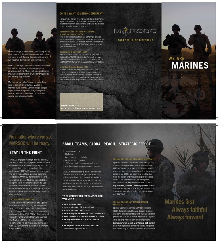 Marsoc Brochure | PDF | Military Forces | Military