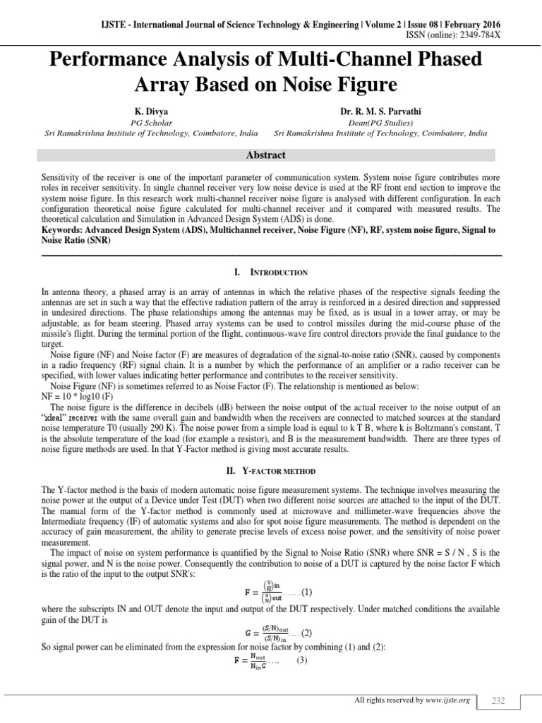 Performance Analysis of Multi Channel Phashed Array Based On Noise ...