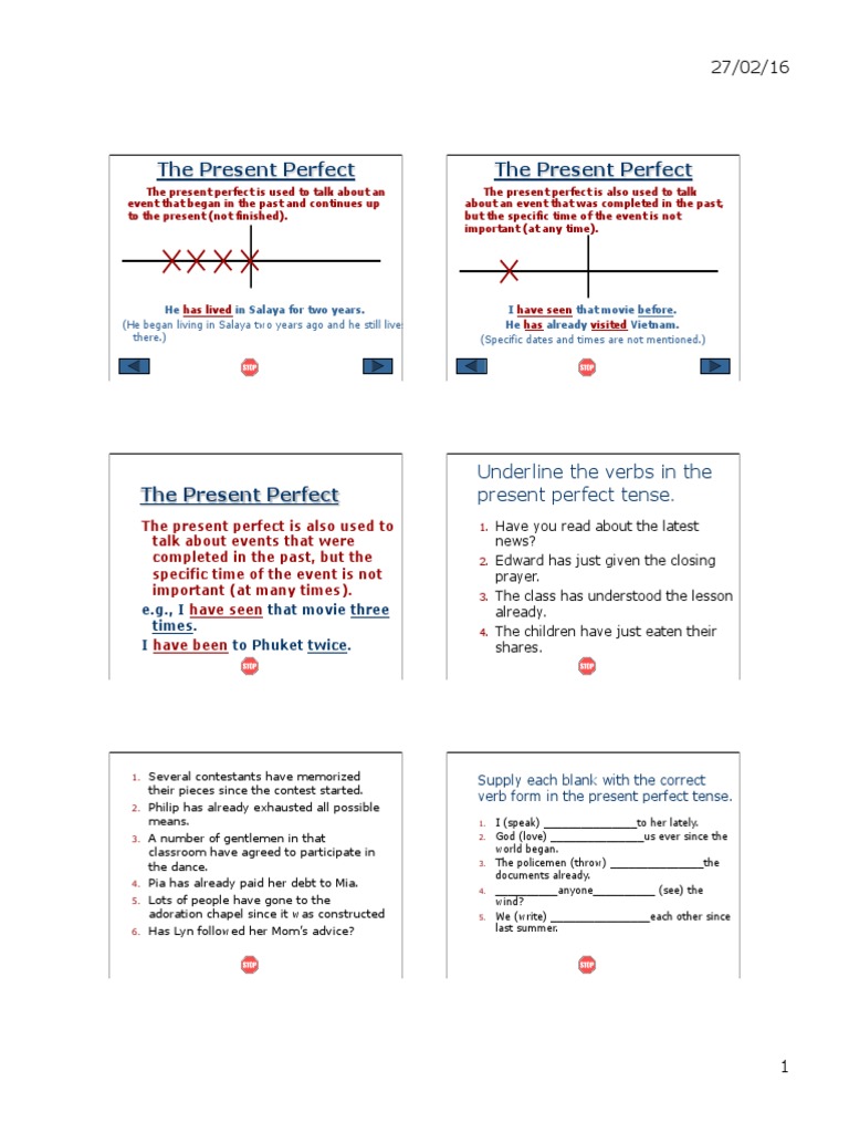 English Tenses Practice Guide | PDF | Perfect (Grammar) | Grammatical Tense