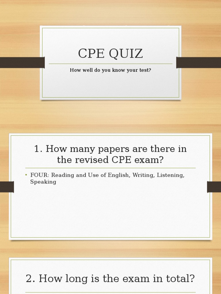 Cpe Quiz: How Well Do You Know Your Test? | PDF | Career & Growth ...