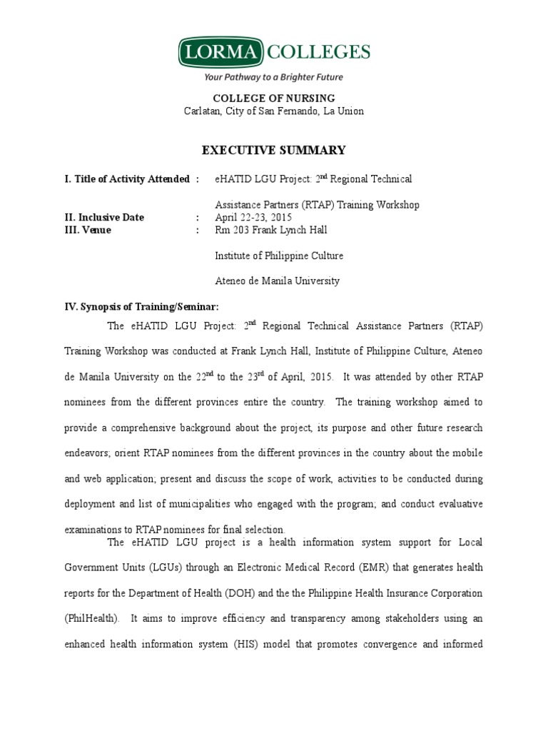 EHATID Executive Summary | PDF | Electronic Health Record | Application ...