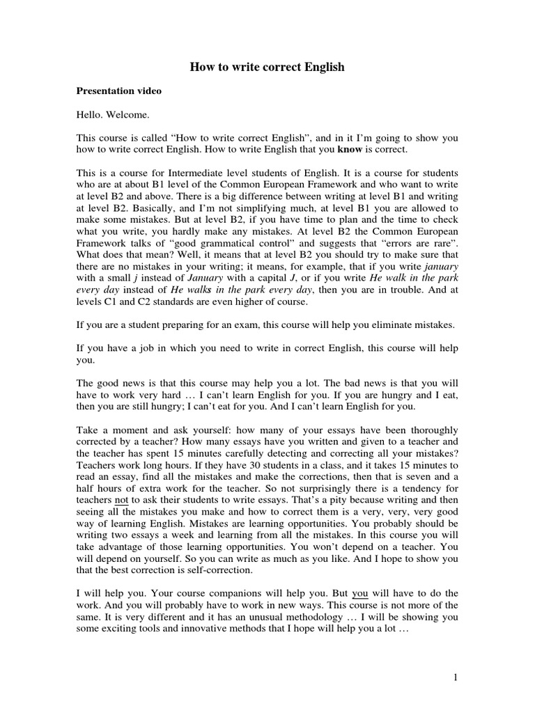 Mastering Correct English Writing | PDF | English Language | Verb