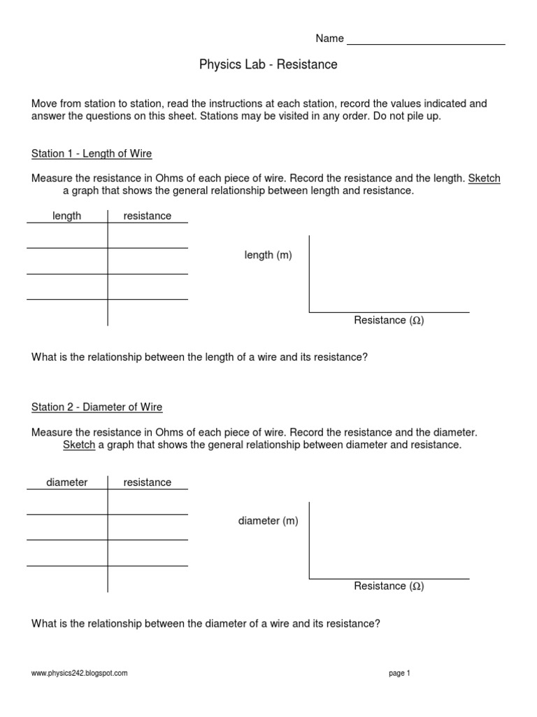For The Students Resistance Lab | PDF | Electrical Resistance And ...